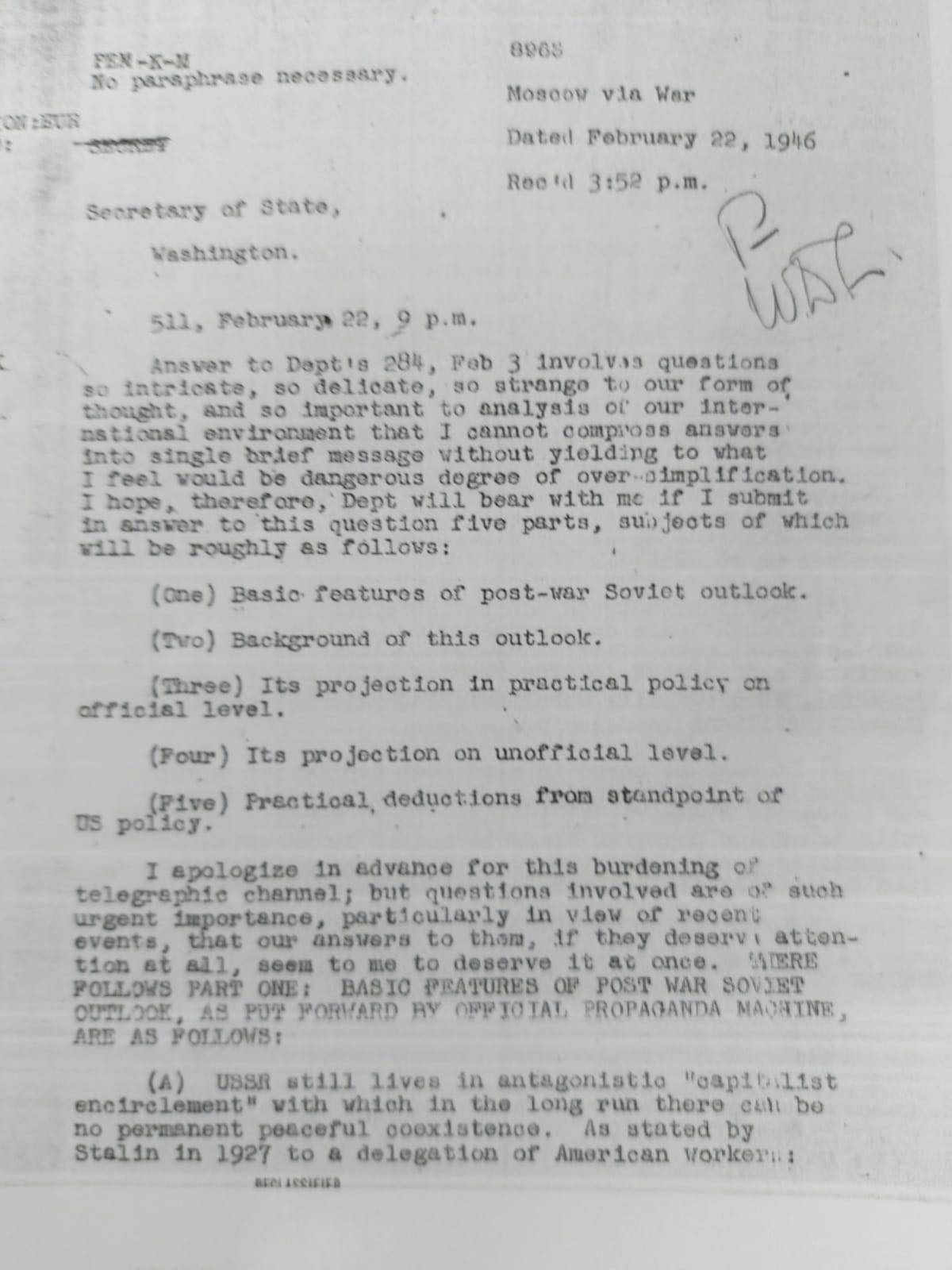 Kennan’s ‘Long telegram’ 75 jaar geleden verzonden - EIOCO